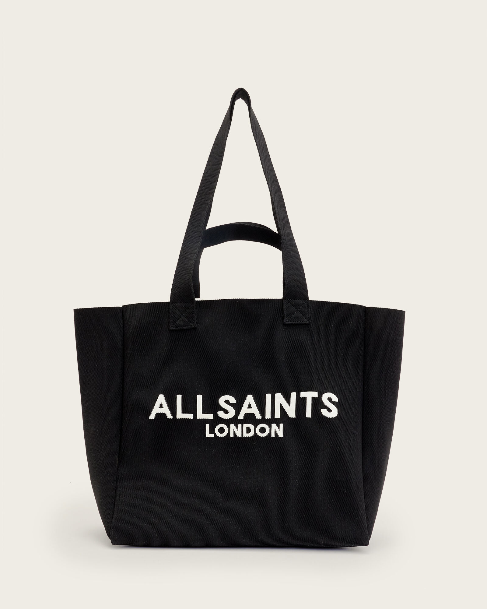 Izzy Large Logo Knitted Tote Bag Black | ALLSAINTS