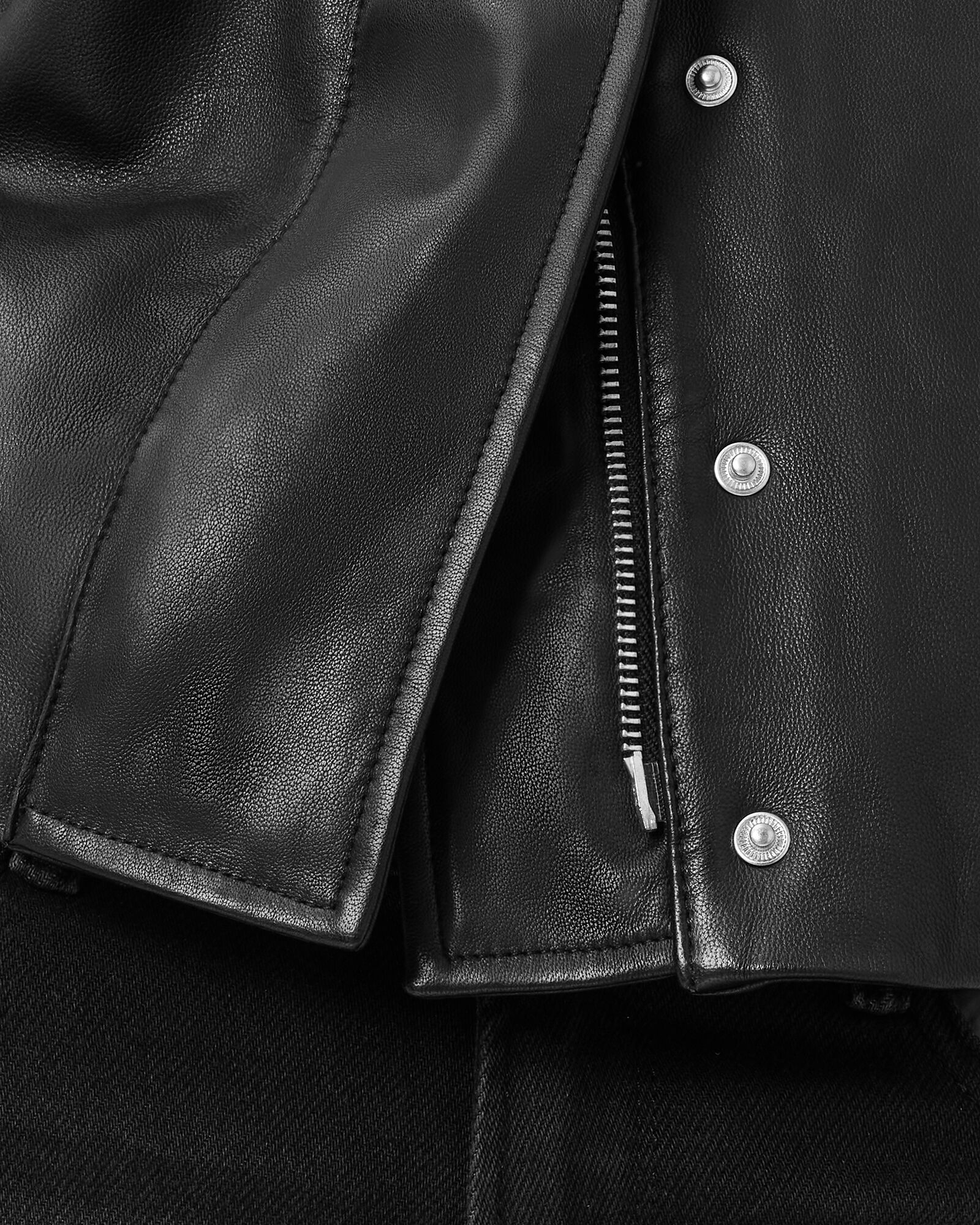 Ryder Funnel Neck Leather Jacket Black | ALLSAINTS