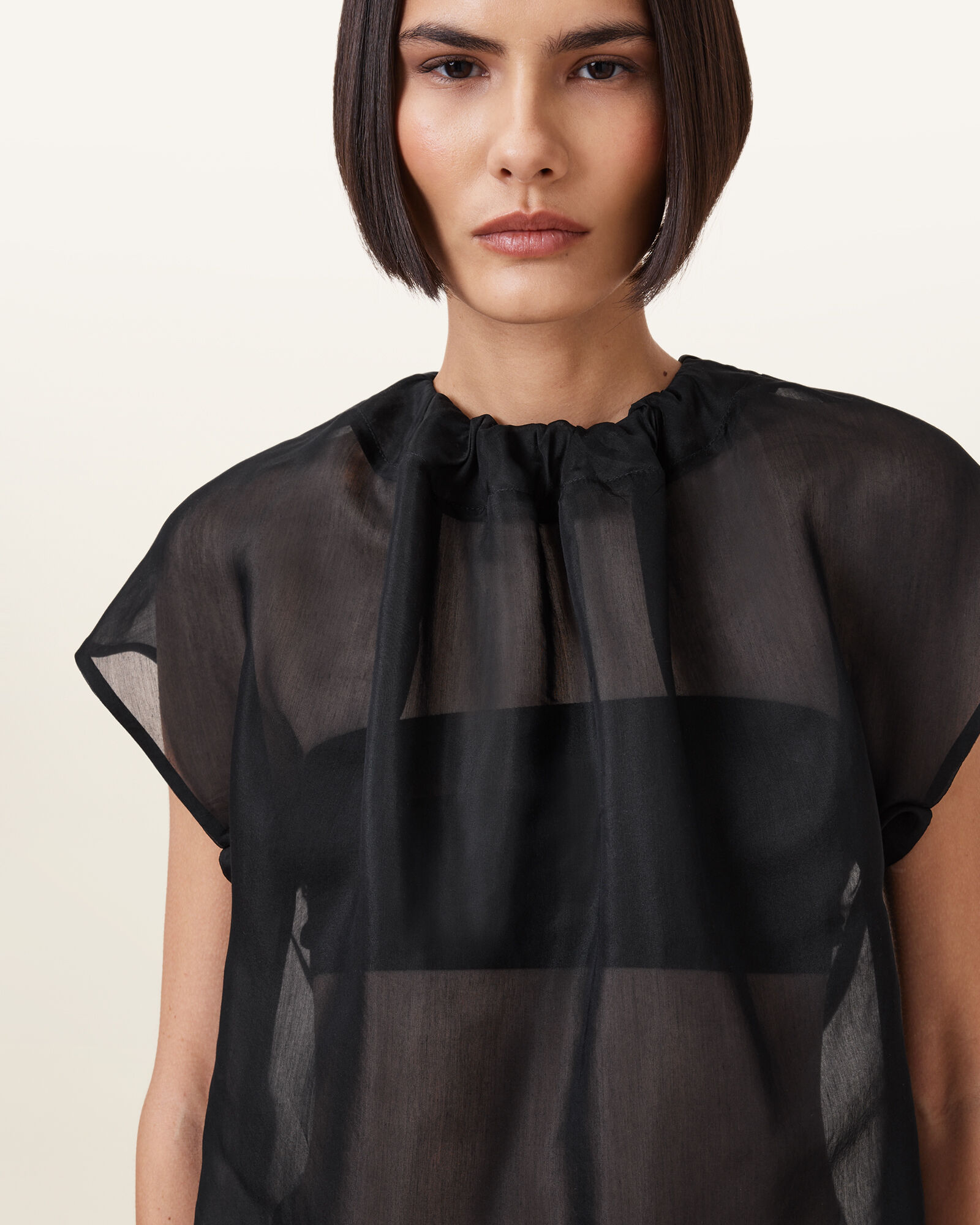 Trisha Sheer Top Black | ALLSAINTS FR