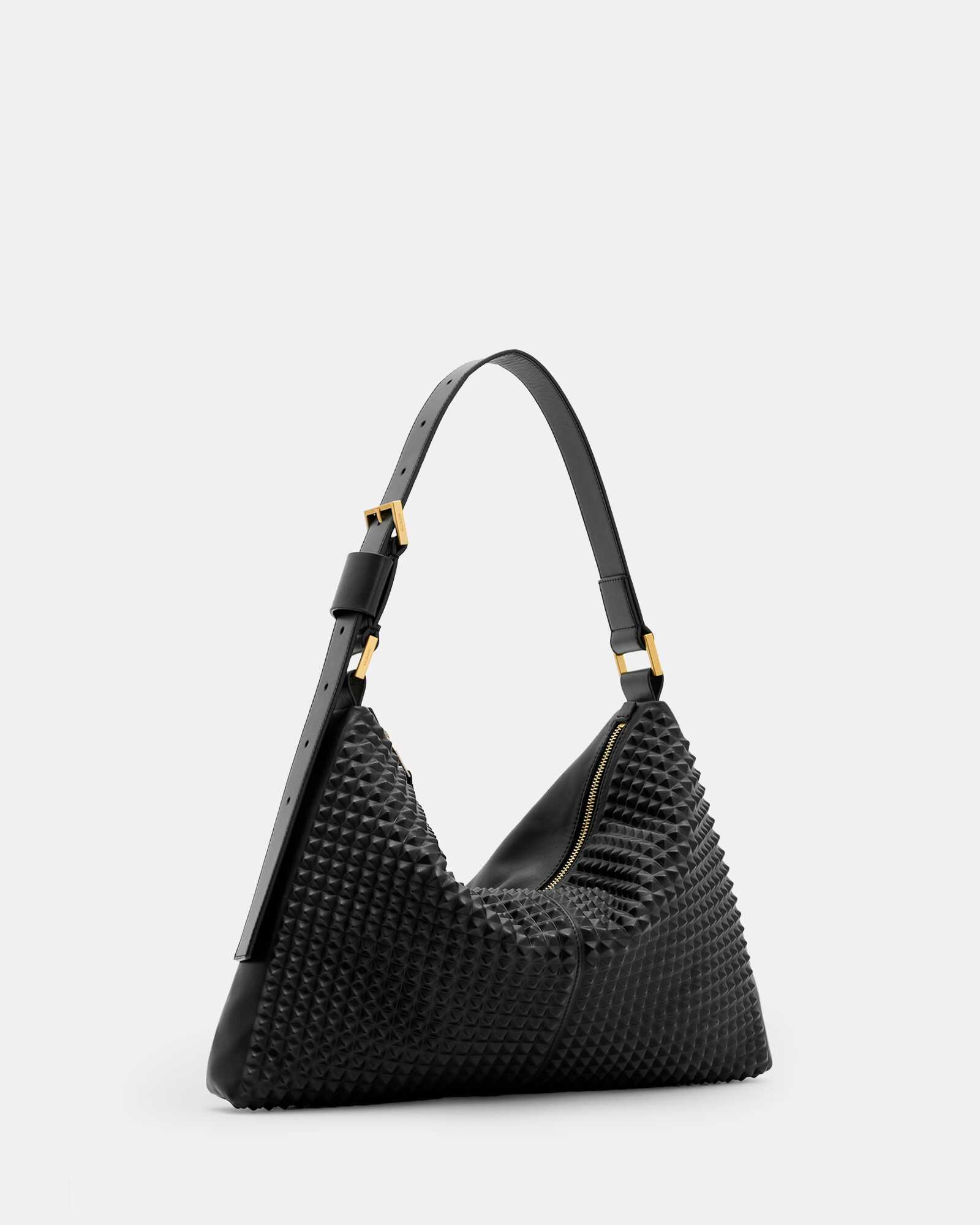 Edbury Studded Leather Shoulder Bag Black | ALLSAINTS