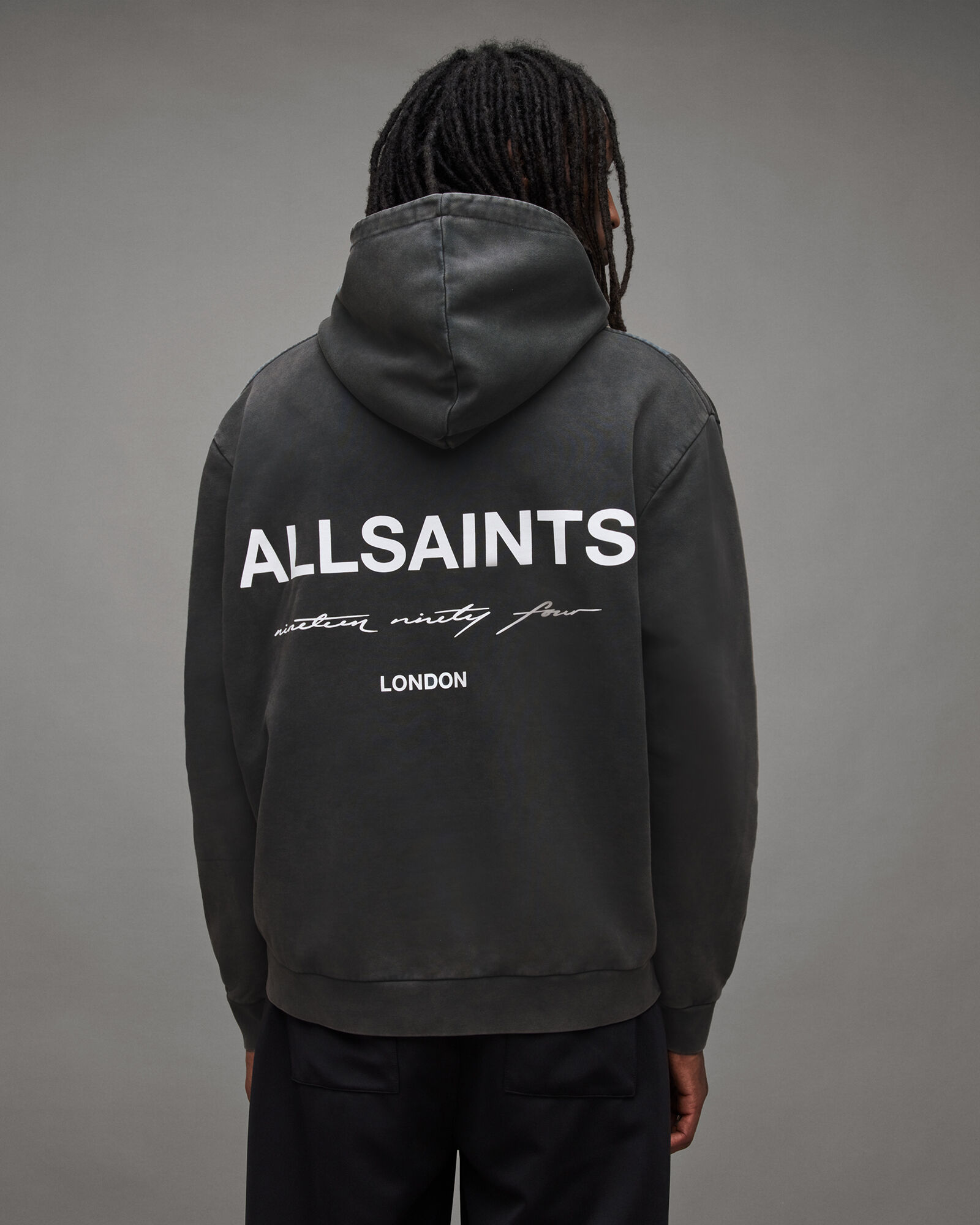 Underground Oversized Pullover Hoodie Washed Black | ALLSAINTS