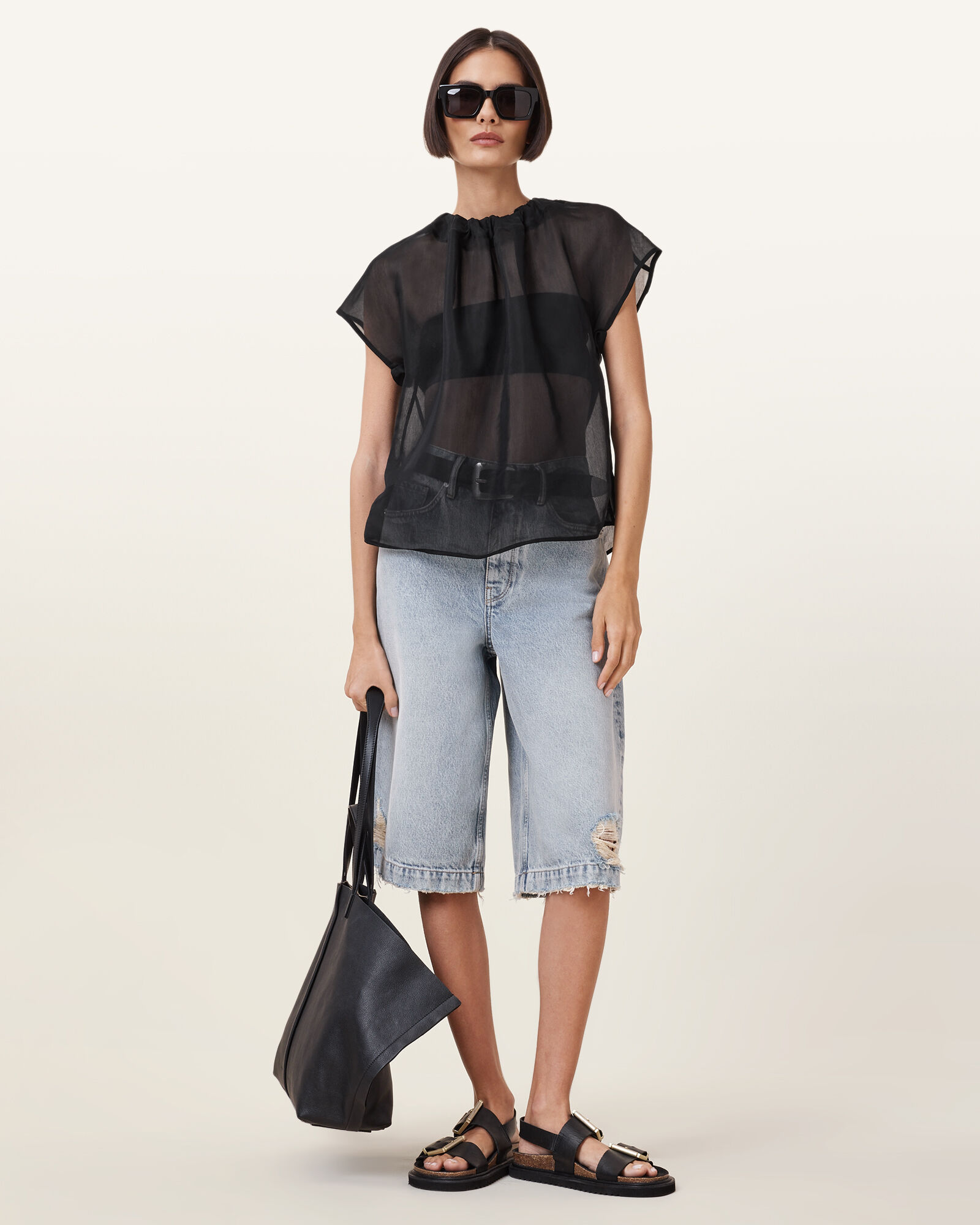 Trisha Sheer Top Black | ALLSAINTS FR