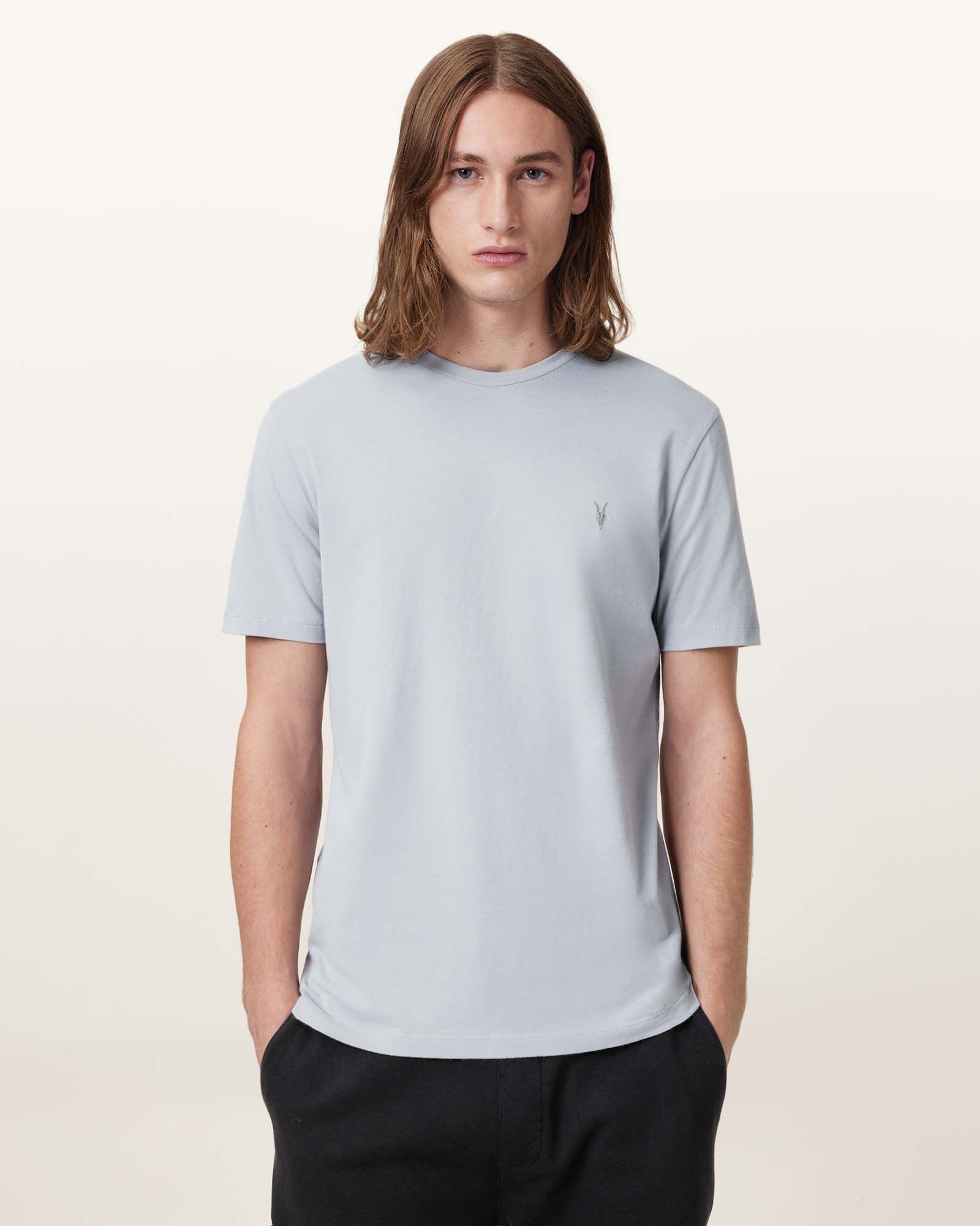Brace Brushed Cotton T-Shirts 3 Pack BLUE/BLUE/BLUE | ALLSAINTS Canada