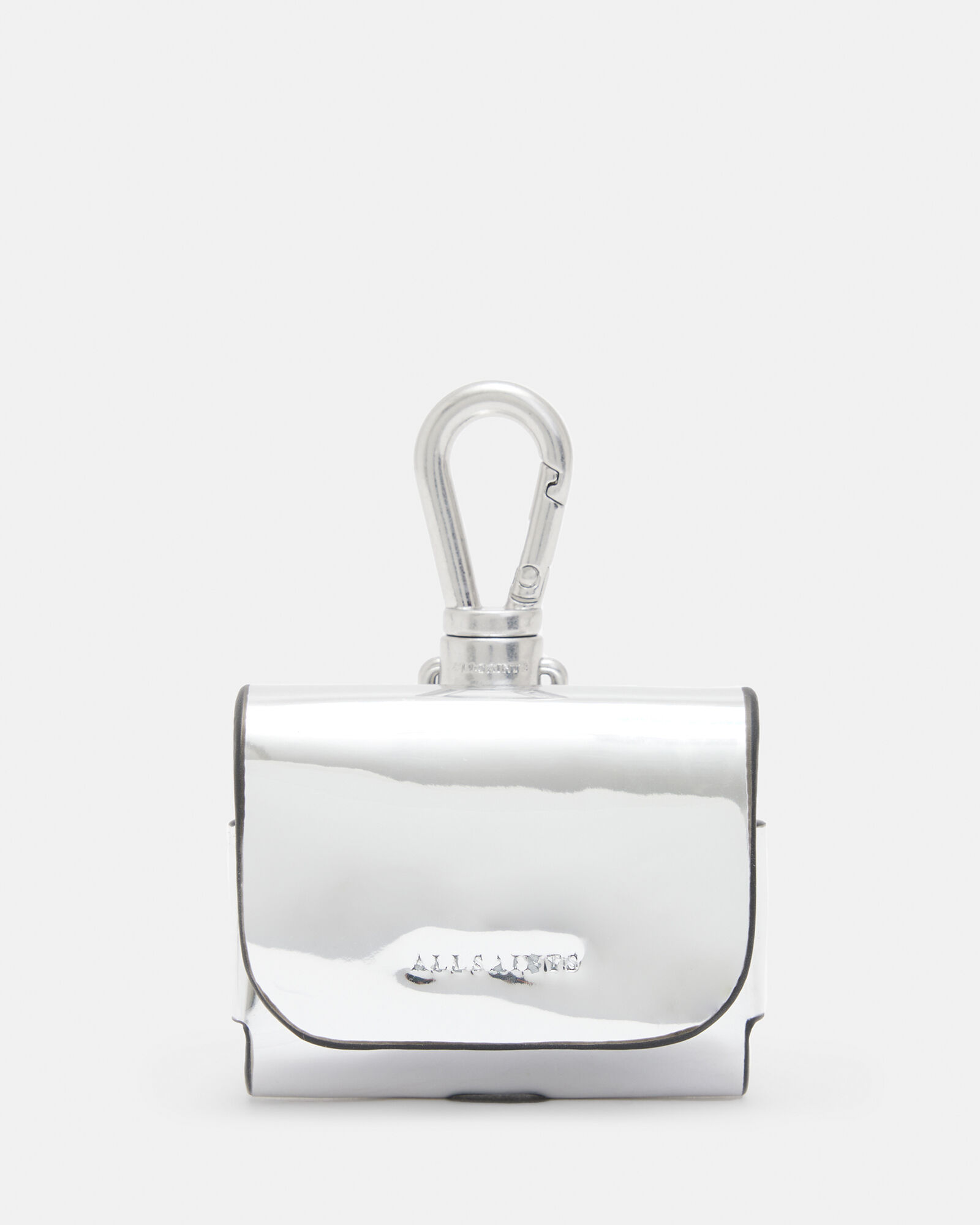 AirPod Metallic Leather Case Silver | ALLSAINTS US