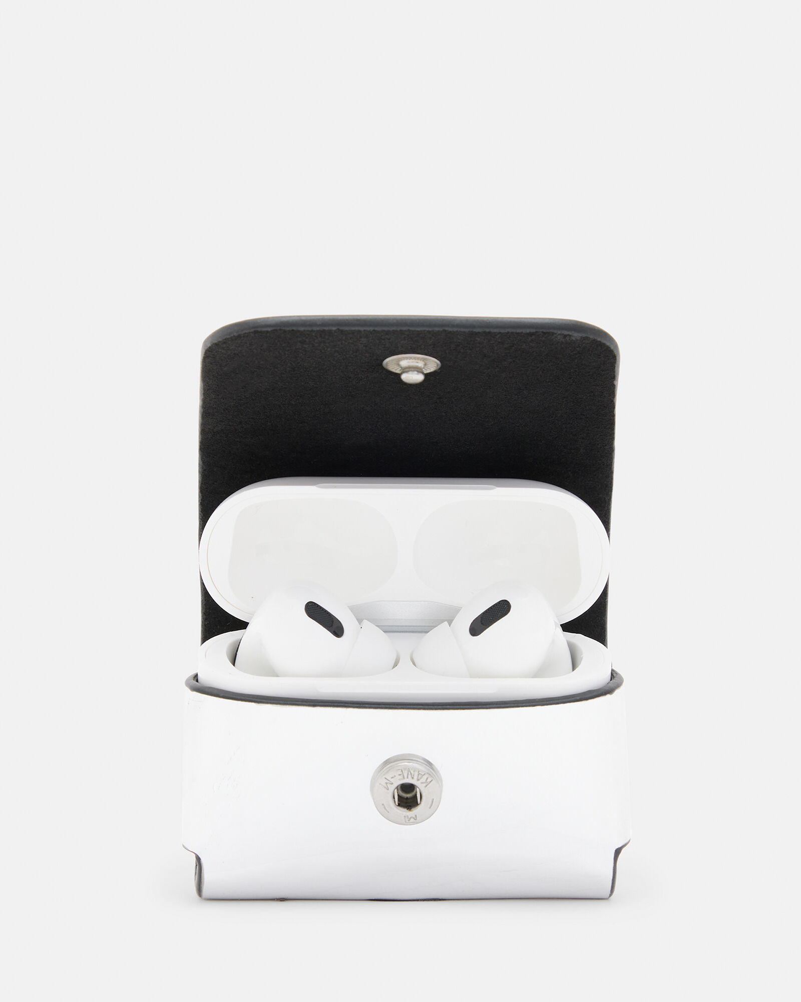AirPod Metallic Leather Case Silver | ALLSAINTS US