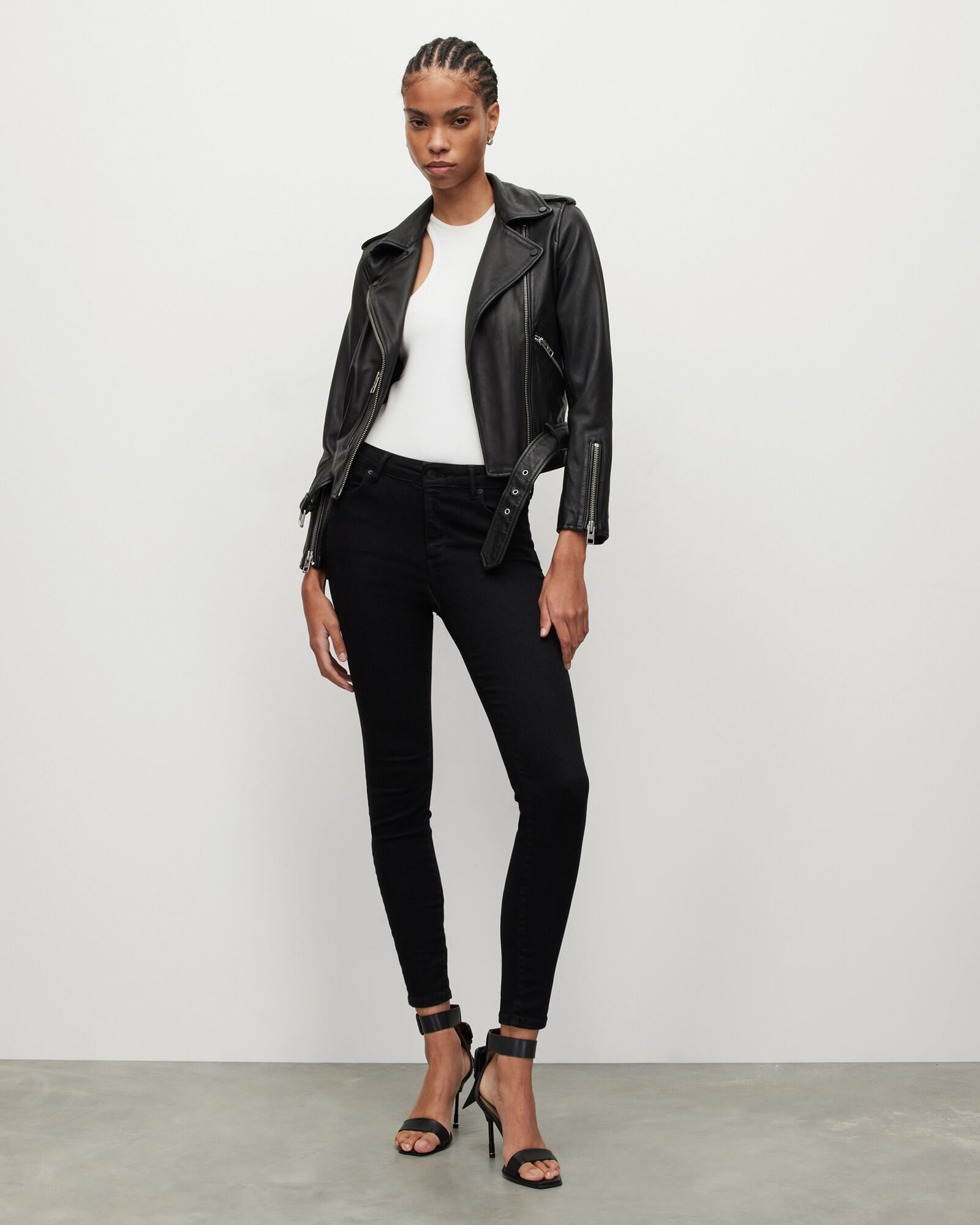 Miller Mid-Rise Size Me Skinny Jeans Black | ALLSAINTS US